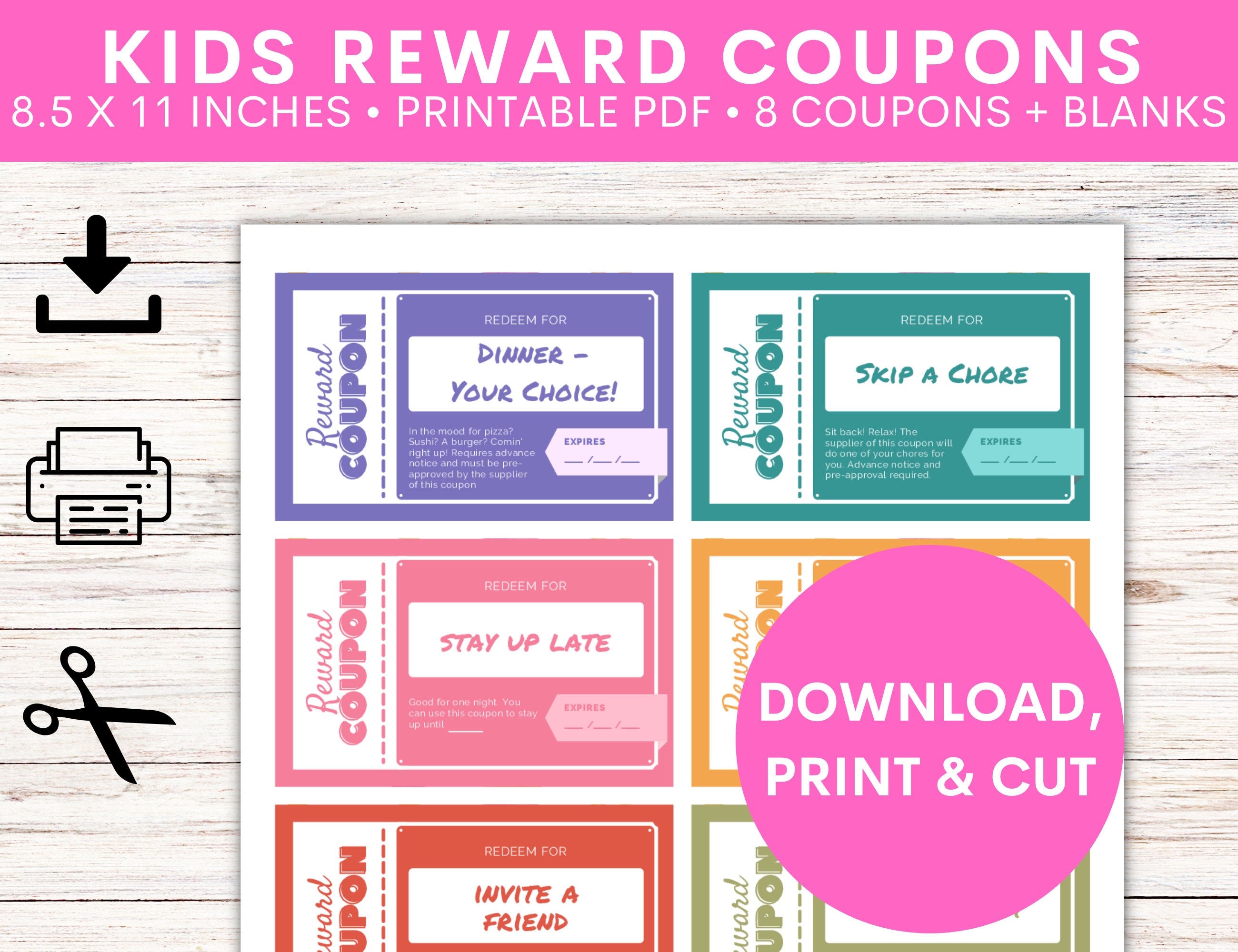 Kids Reward Gift Coupons | Printable | Children’s Voucher | Birthday ...