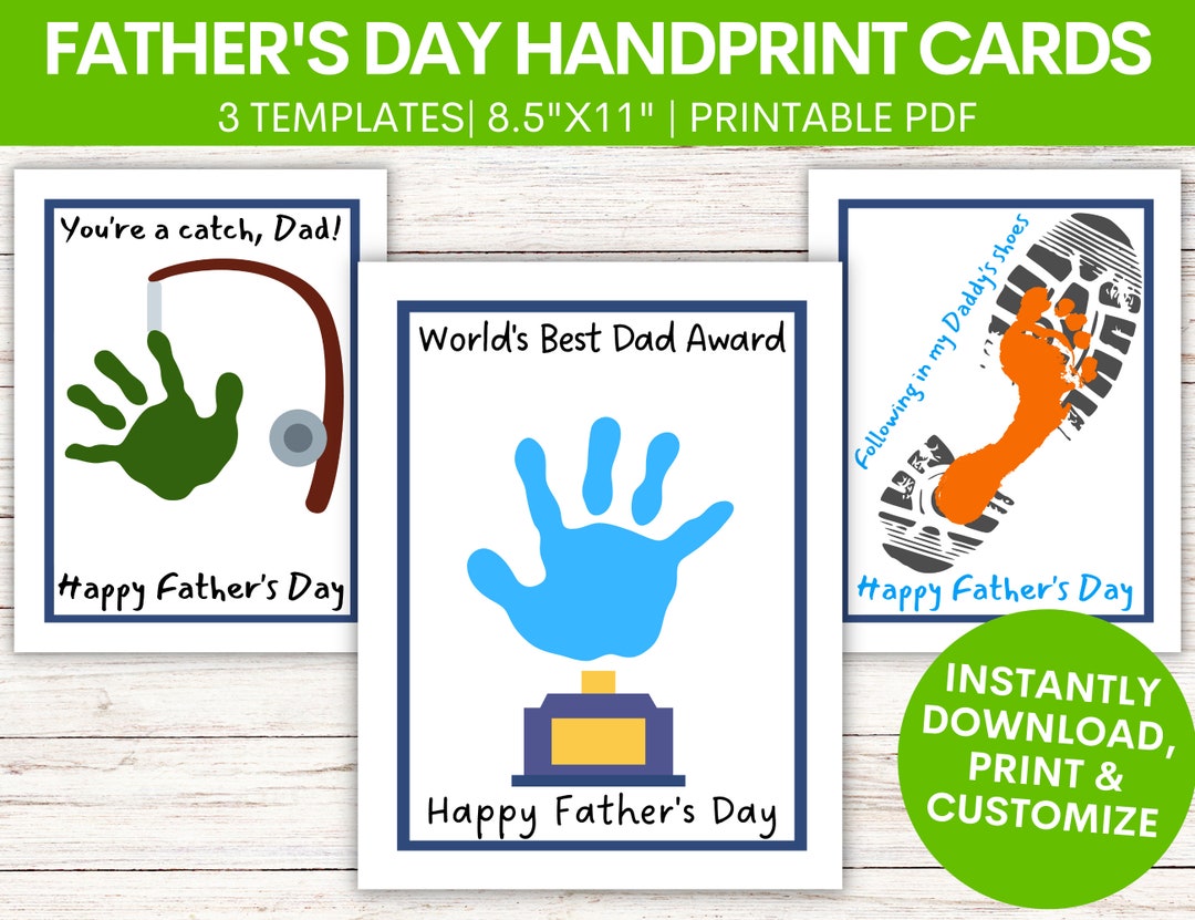 Father's Day Handprint Keepsake Card Templates | Hand Print Craft for ...