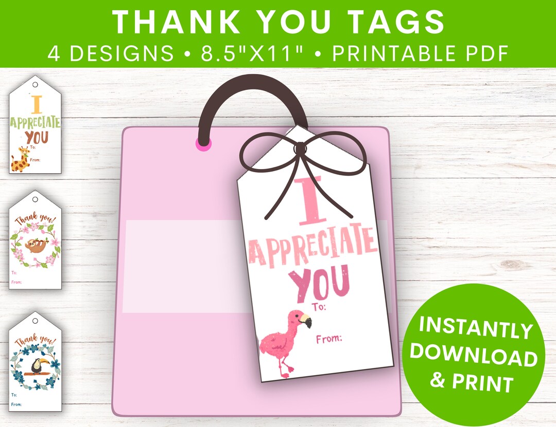 Thank You Tags | Appreciation Gift Tags | Kids Party Favor Tags ...