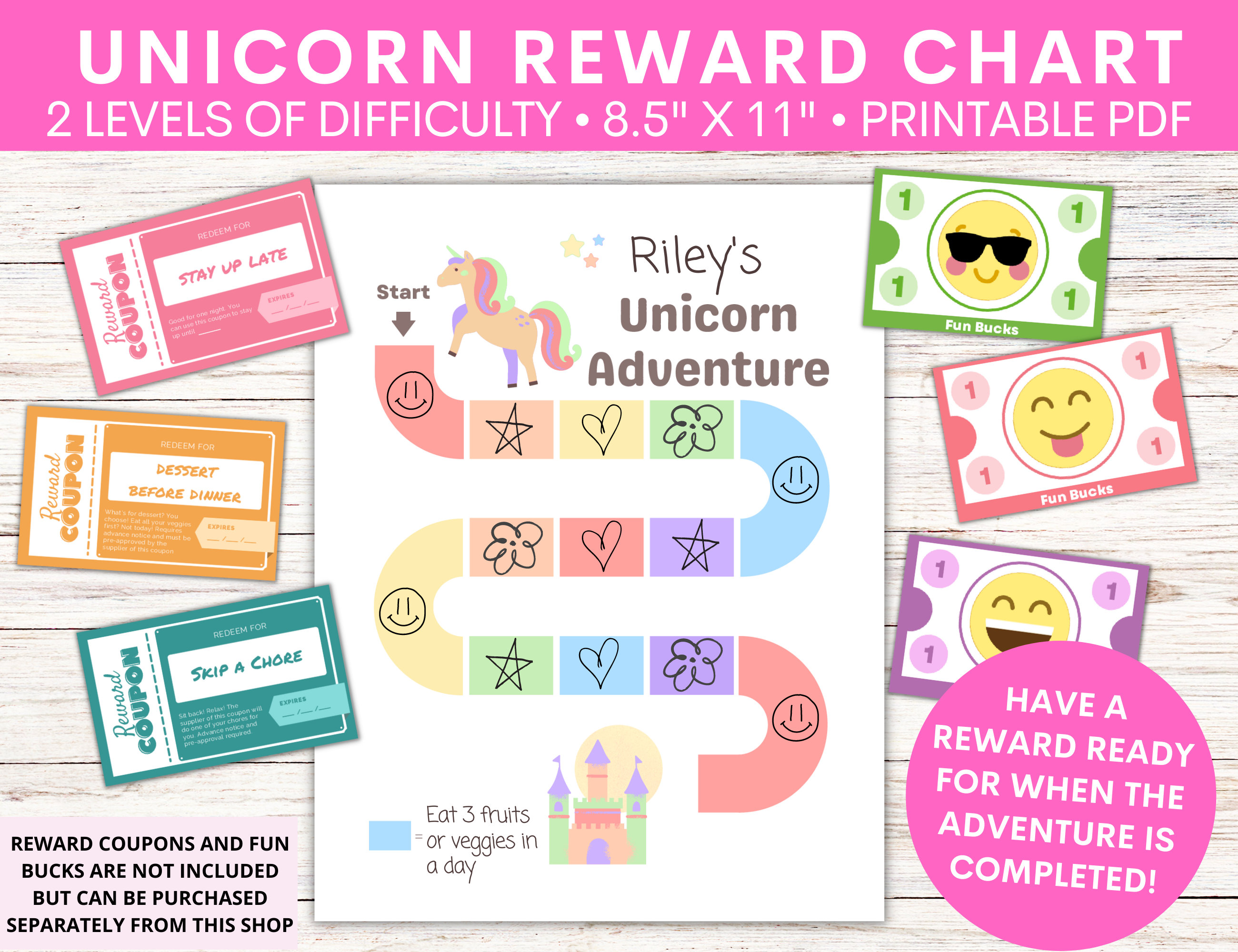 Unicorn Kids Reward Chart Children's Reward Chart Toddlers Good ...
