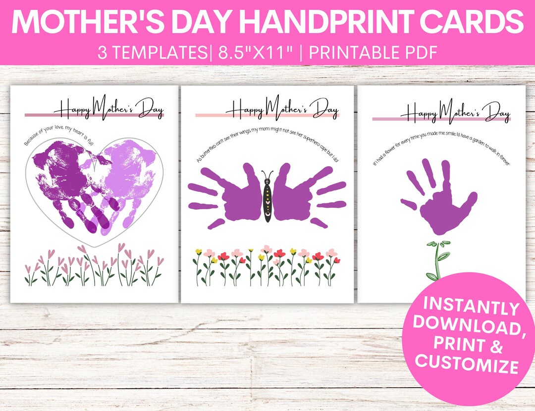 Mother's Day Handprint Keepsake Art Templates | Hand Print Craft for ...