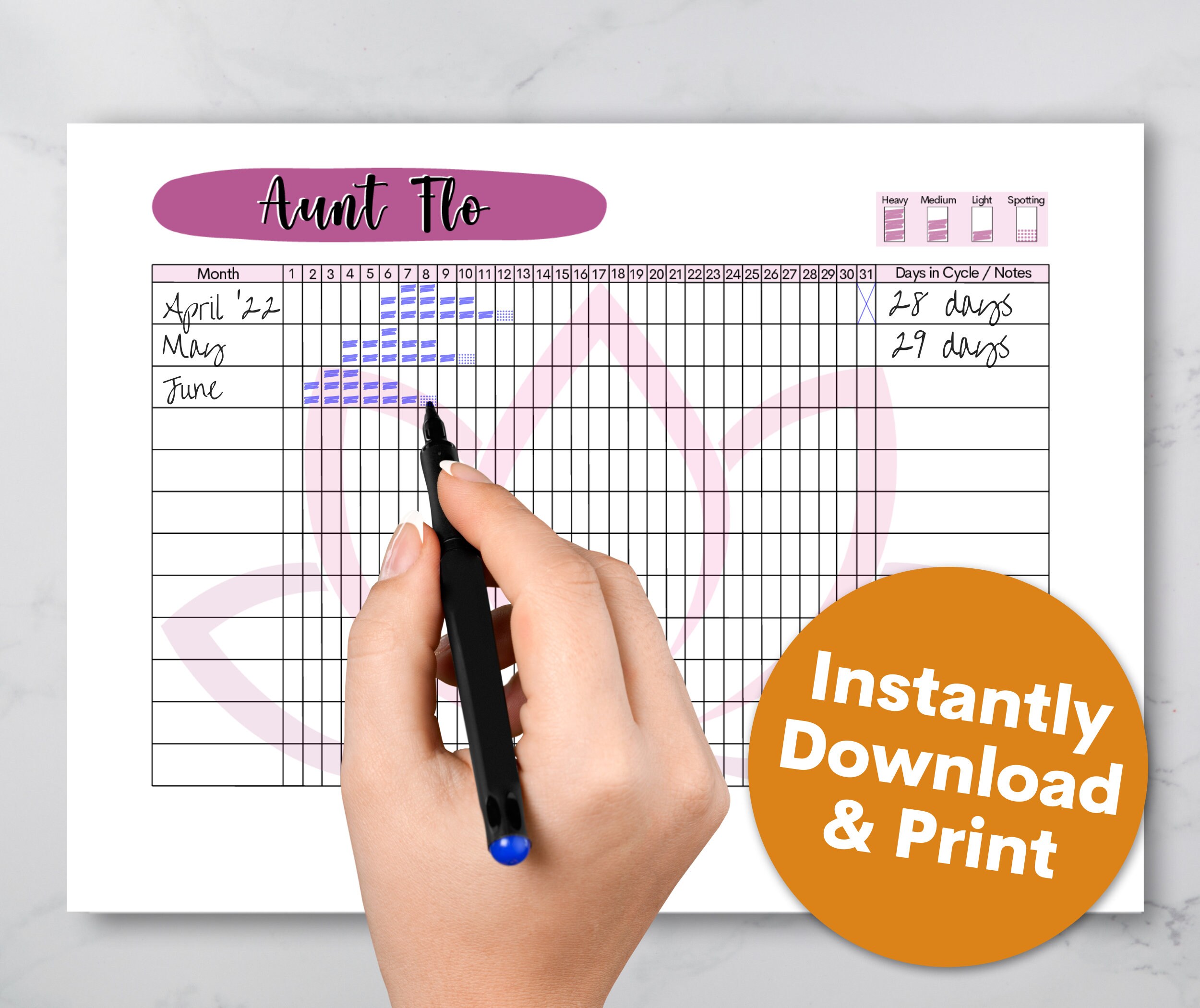 Period Tracker | Printable | Instant Download | Daily | Weekly ...