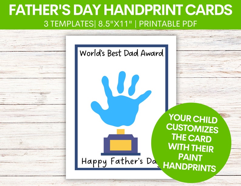 Father's Day Handprint Keepsake Card Templates | Hand Print Craft for ...