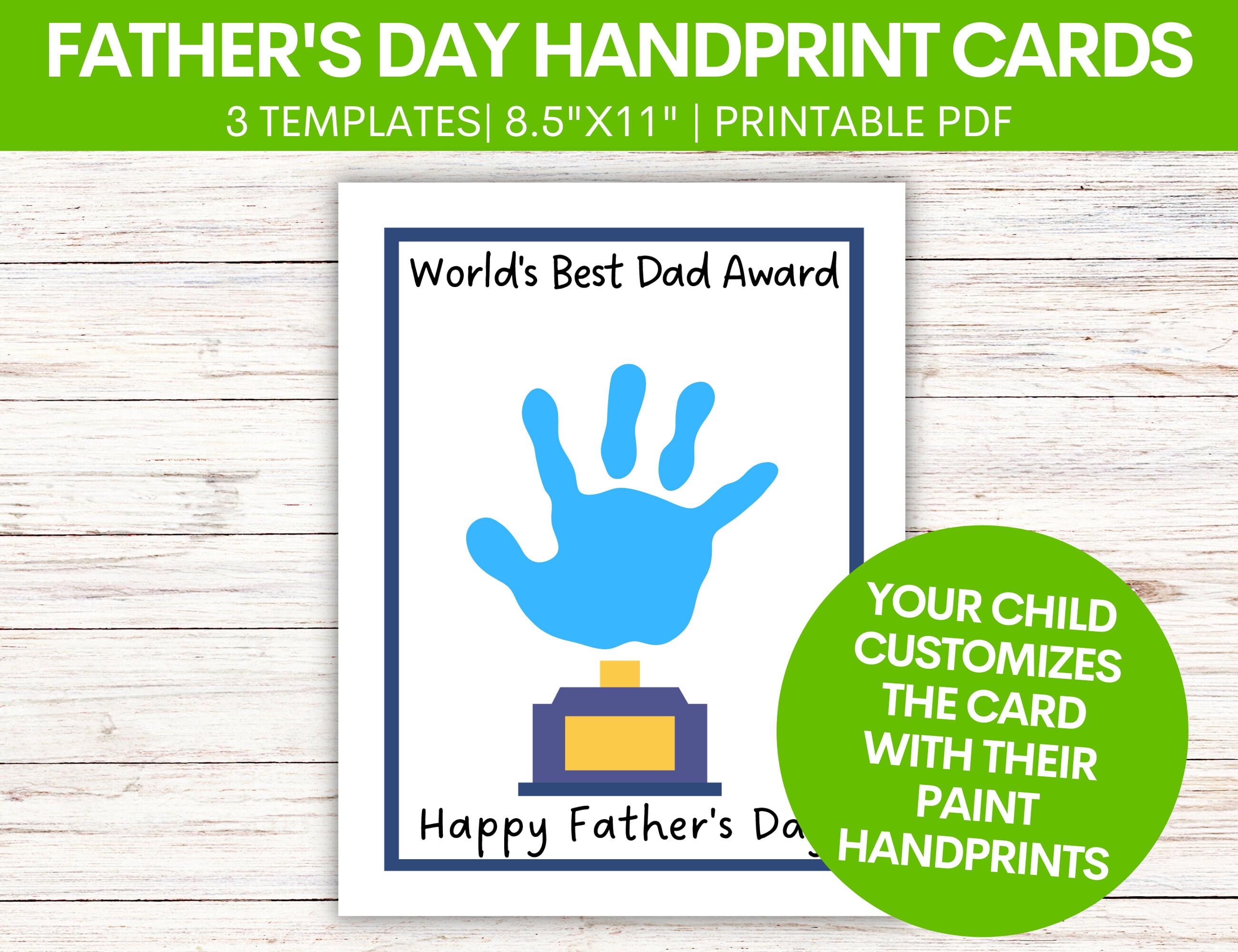 Father's Day Handprint Keepsake Card Templates | Hand Print Craft for ...