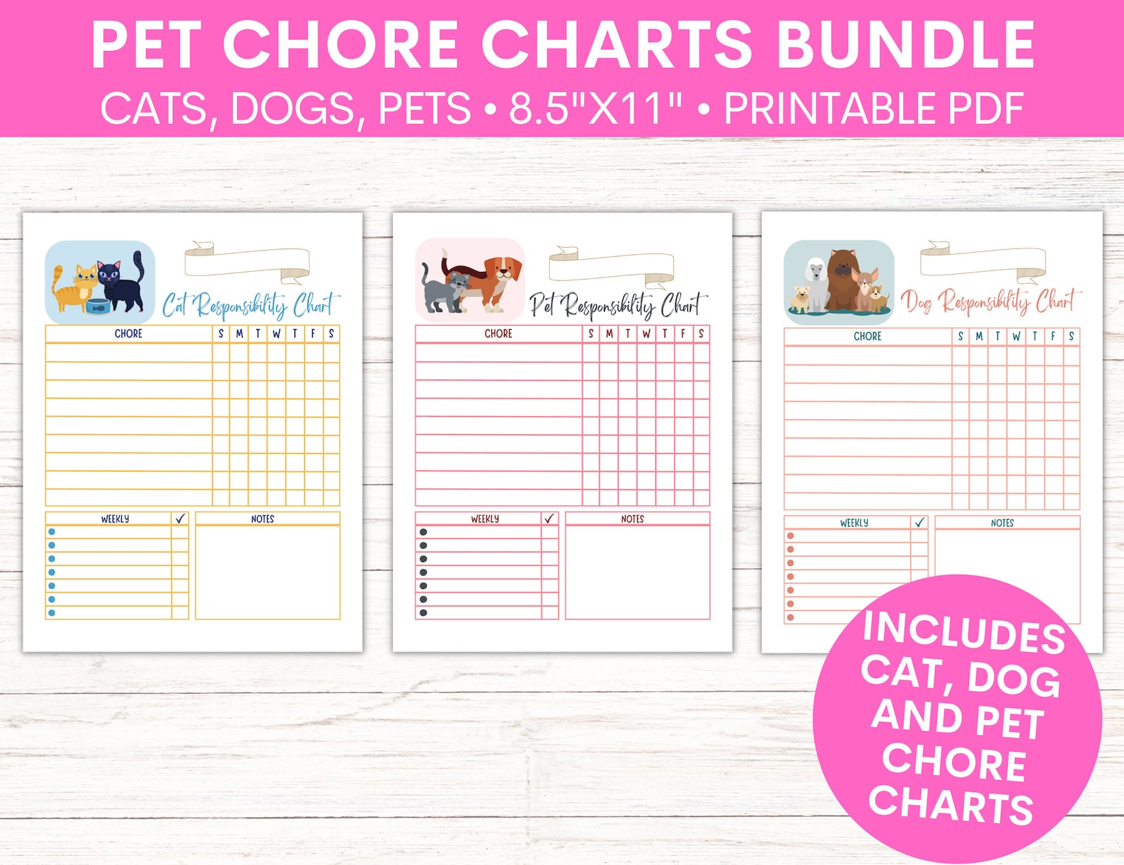 Pet Responsibility Chart for Kids | Children and Teens Dog and Cat ...