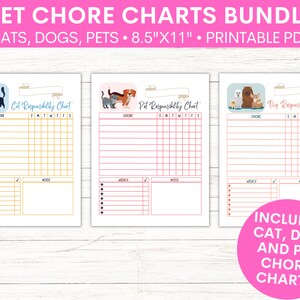 Pet Responsibility Chart for Kids | Children and Teens Dog and Cat Chore Chart | Printable ...