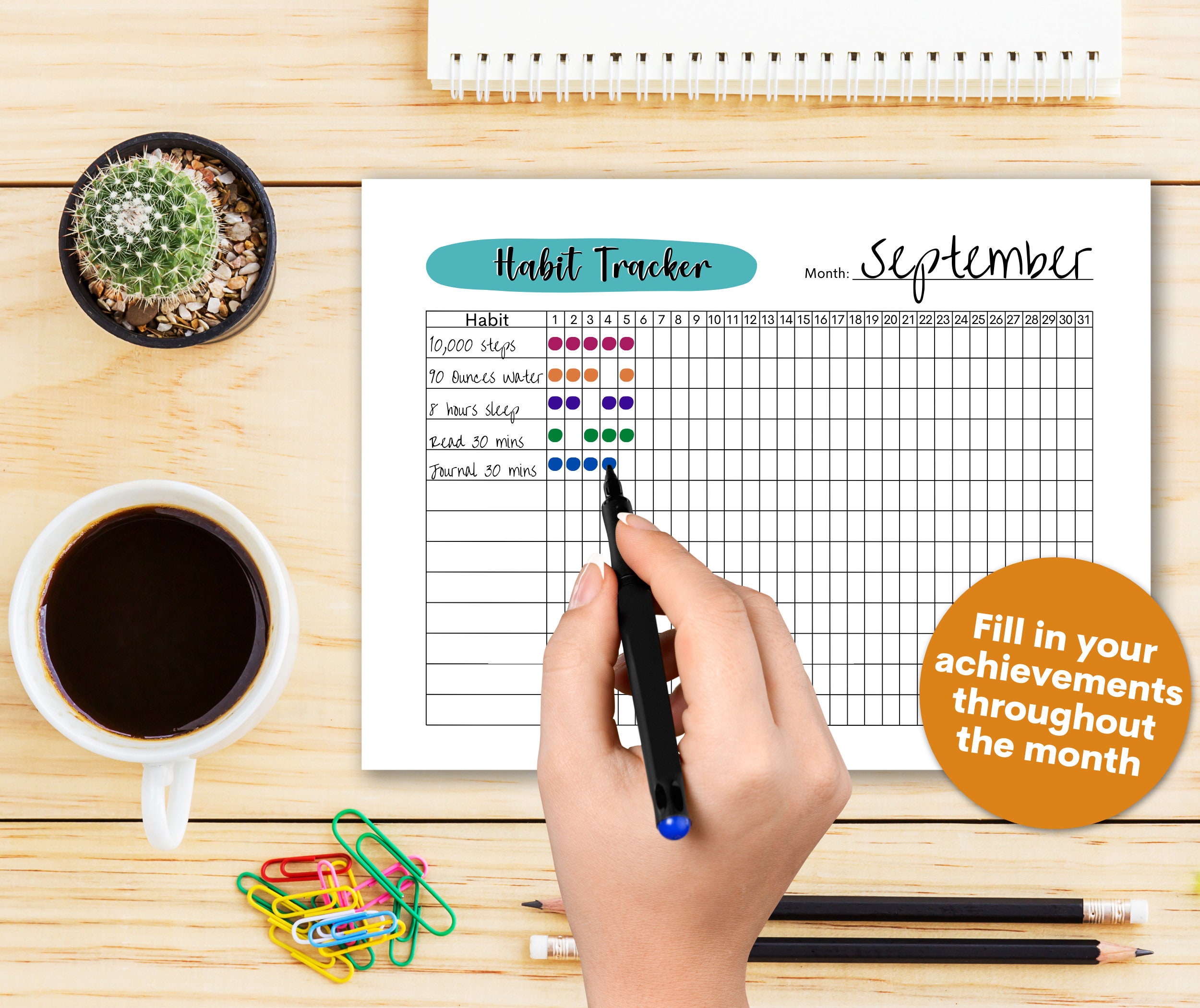 Habit Tracker | Printable | Downloadable | Daily | Weekly | Monthly ...