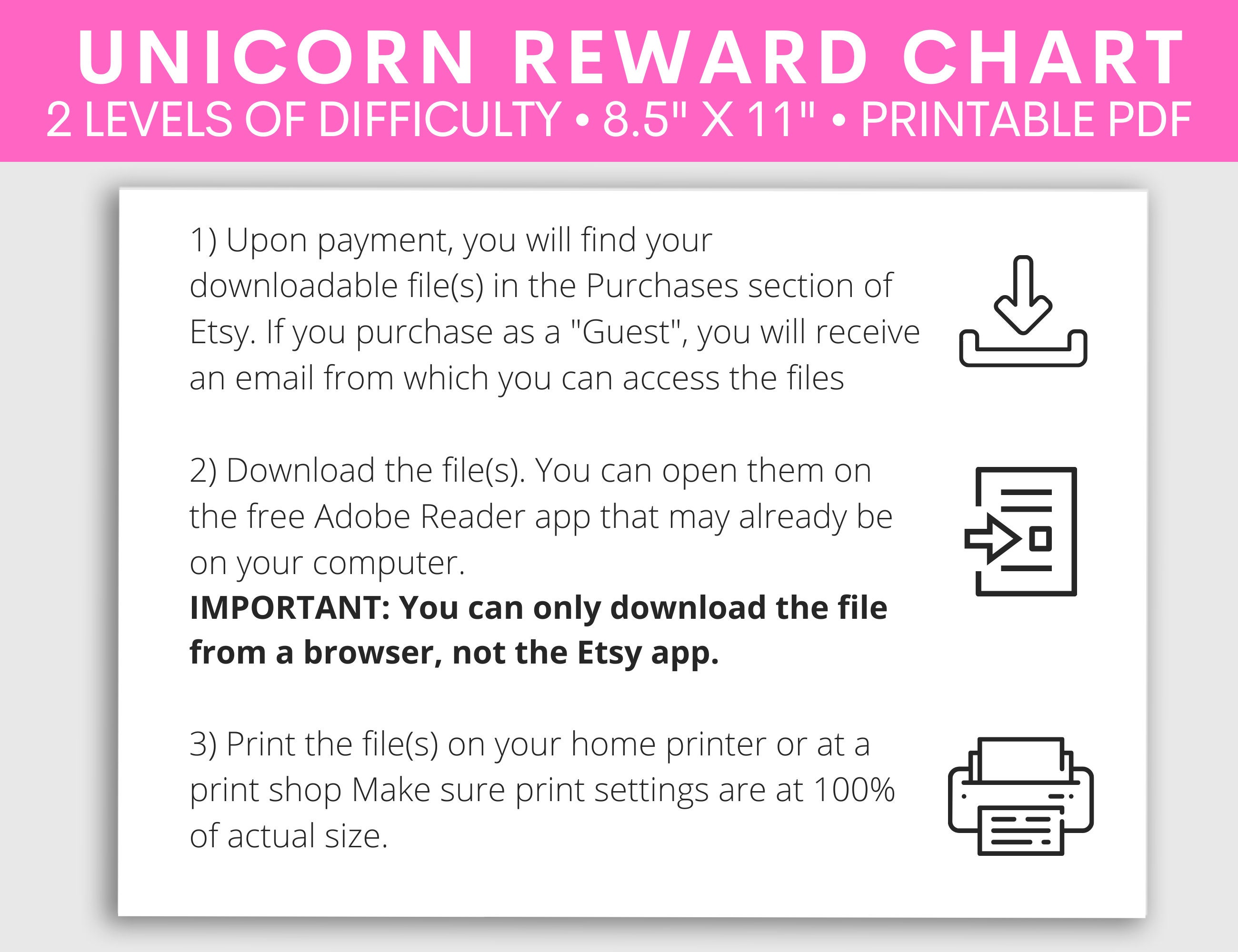 Unicorn Kids Reward Chart Children's Reward Chart Toddlers Good ...