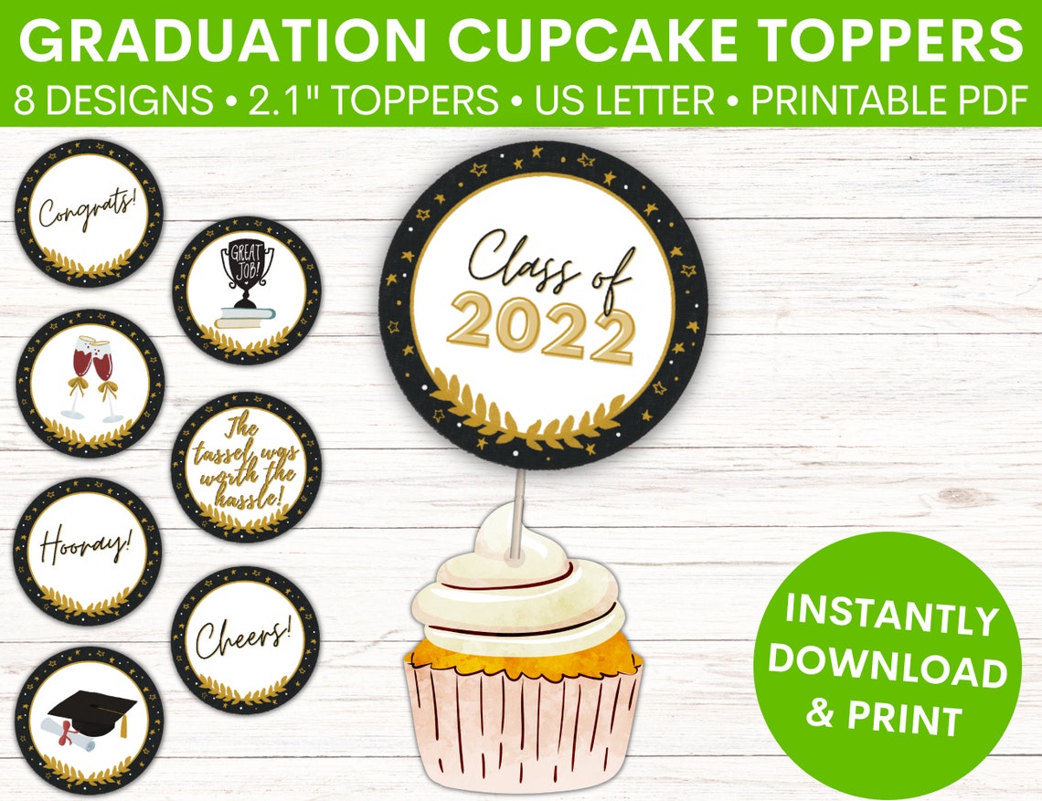 Graduation Cupcake Toppers Printable Congrates Graduate - Etsy