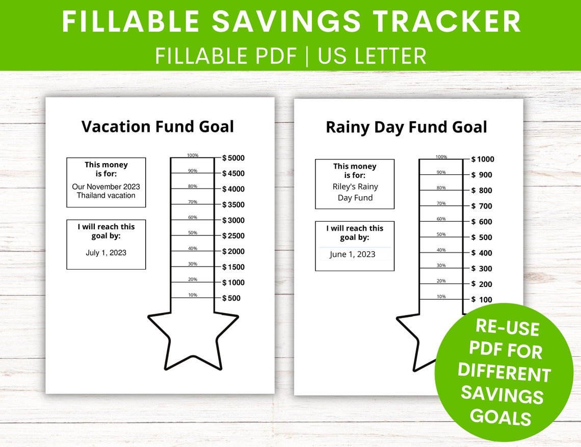 Fillable Savings or Fundraiser Tracker Printable PDF | for Kids Teens ...