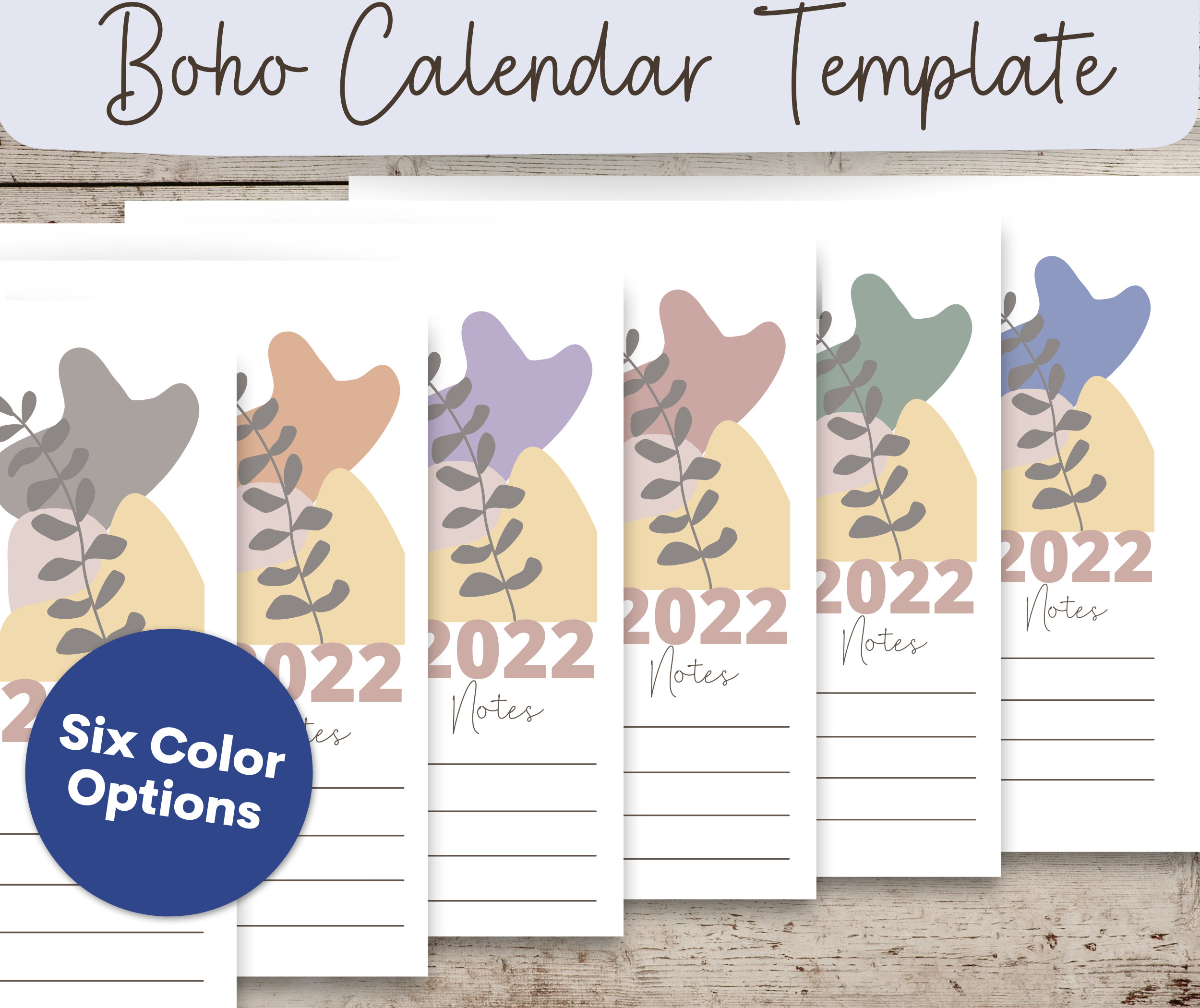 Boho Calendar Template | Blank | Printable | Downloadable | Minimalist ...