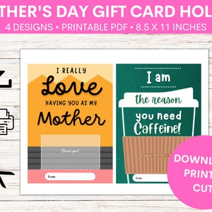 Mother's Day Coffee Gift Card Holder | Mom's Day Gift | Thank You ...
