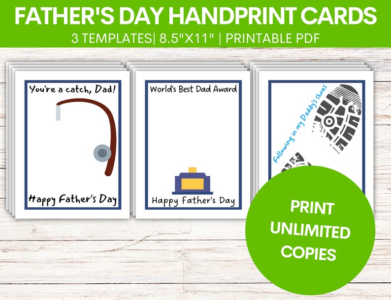 Father's Day Handprint Keepsake Card Templates | Hand Print Craft for ...