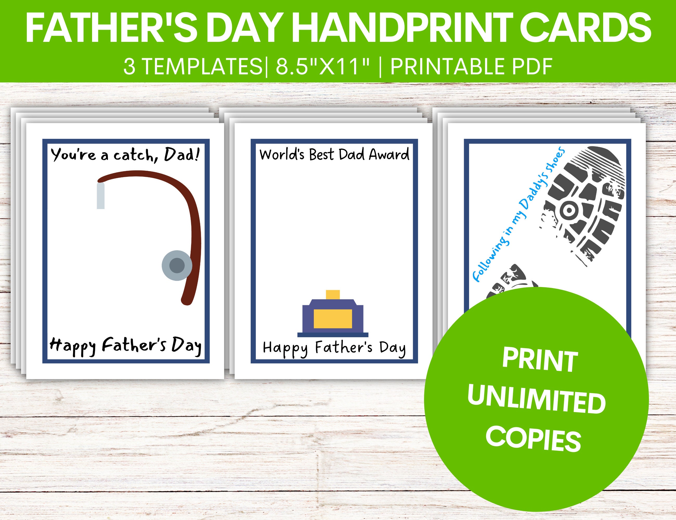 Father's Day Handprint Keepsake Card Templates | Hand Print Craft for ...
