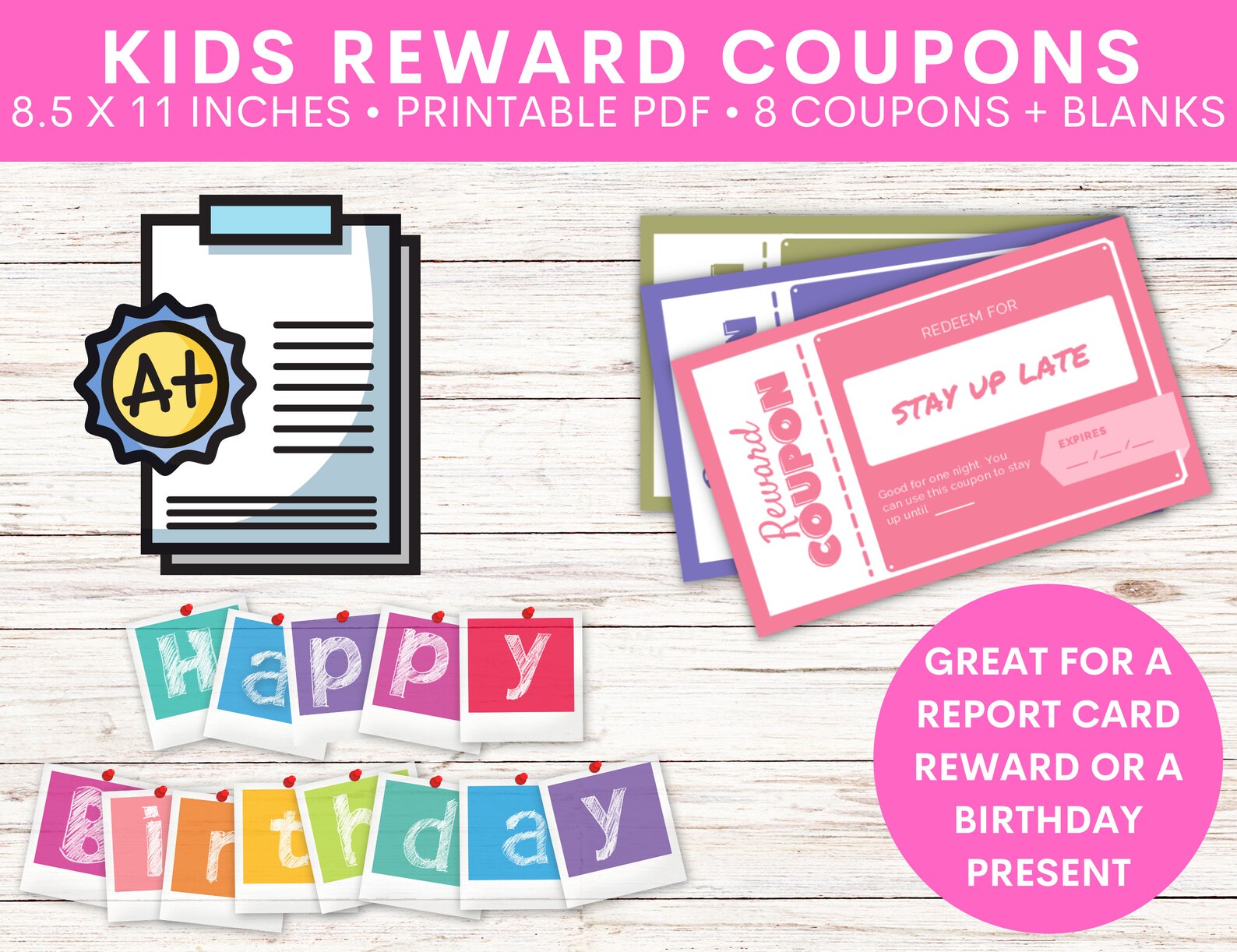 Kids Reward Gift Coupons | Printable | Children’s Voucher | Birthday ...