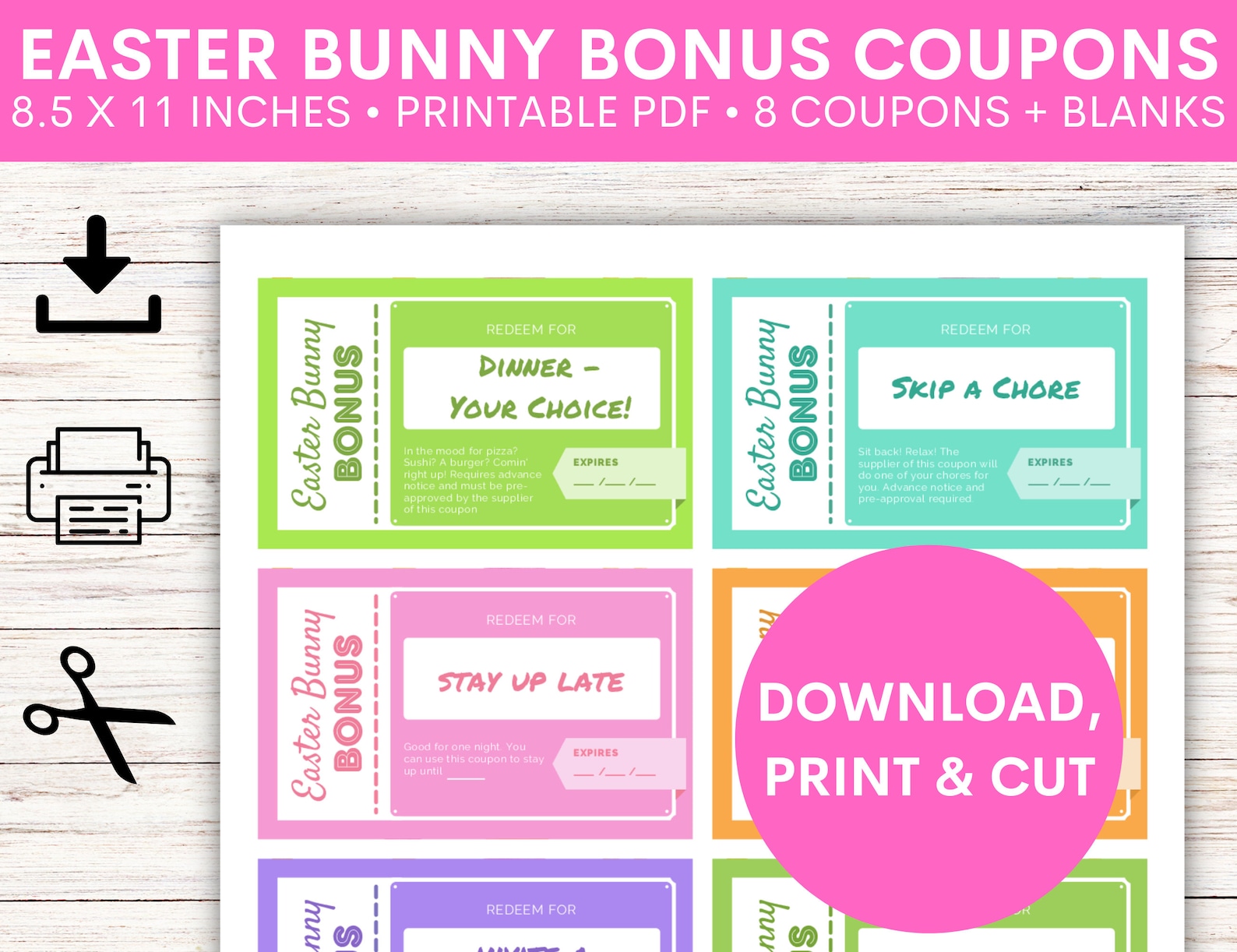 Easter Kids Reward Gift Coupons | Printable | Children’s Voucher ...