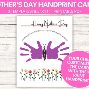Mother's Day Handprint Keepsake Art Templates | Hand Print Craft for ...