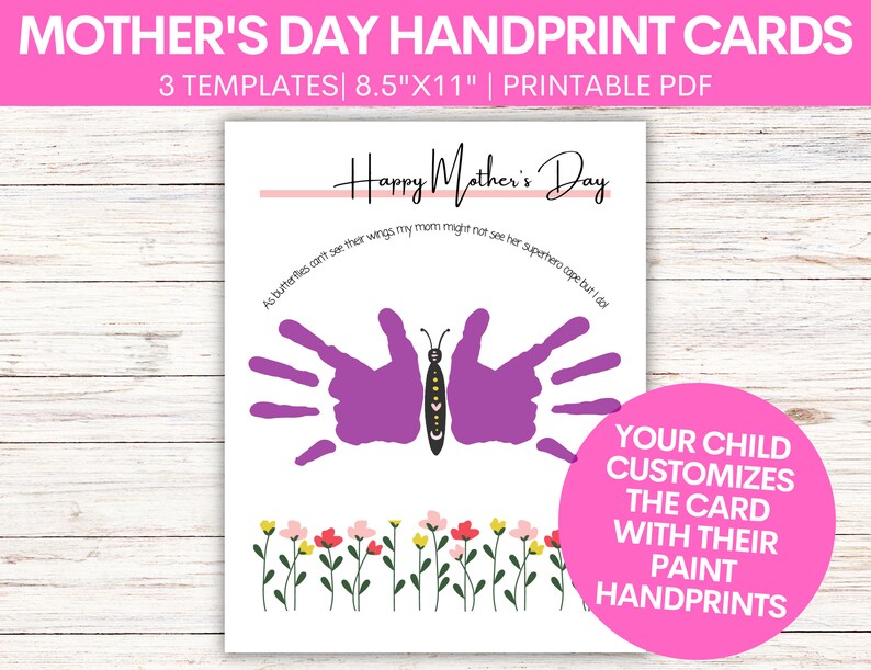 Mother's Day Handprint Keepsake Art Templates Hand Print Craft for Kids ...