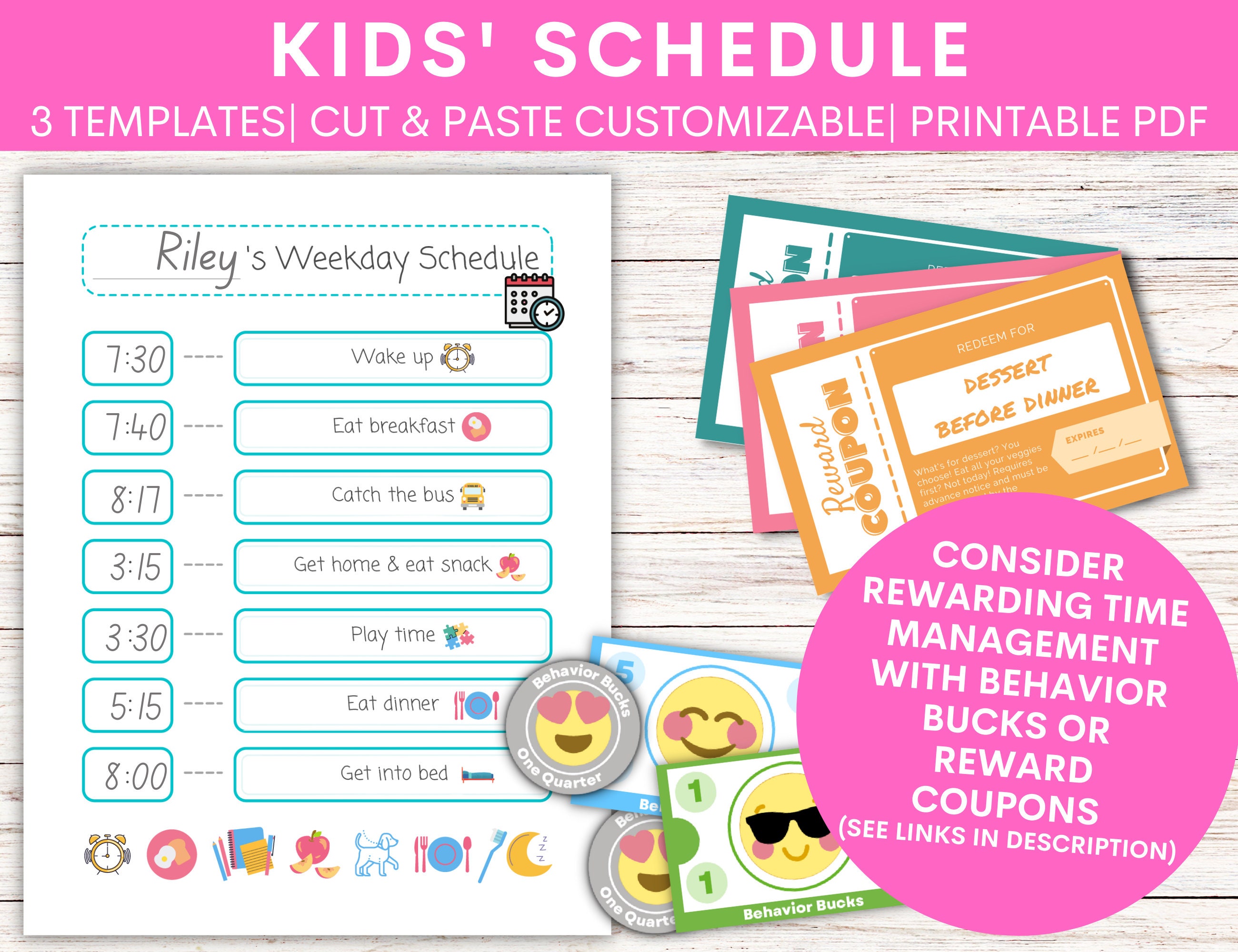 Children's Schedule | Kids' Schedule | Cut and Paste Customizable ...