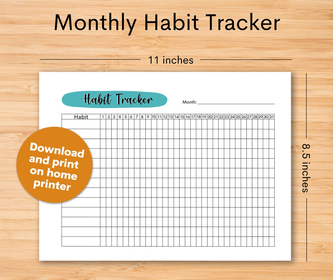 Habit Tracker | Printable | Downloadable | Daily | Weekly | Monthly ...