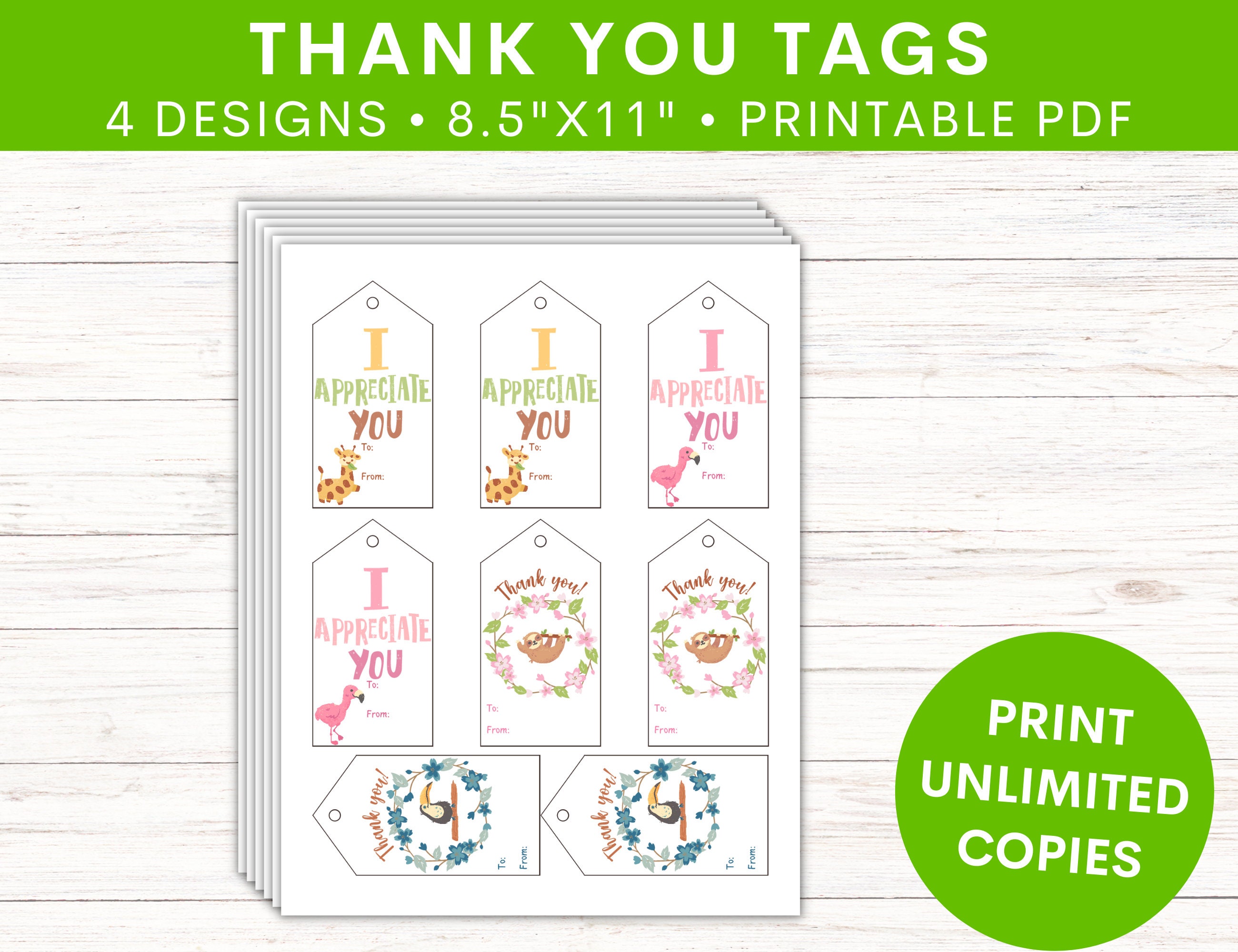 Thank You Tags | Appreciation Gift Tags | Kids Party Favor Tags ...