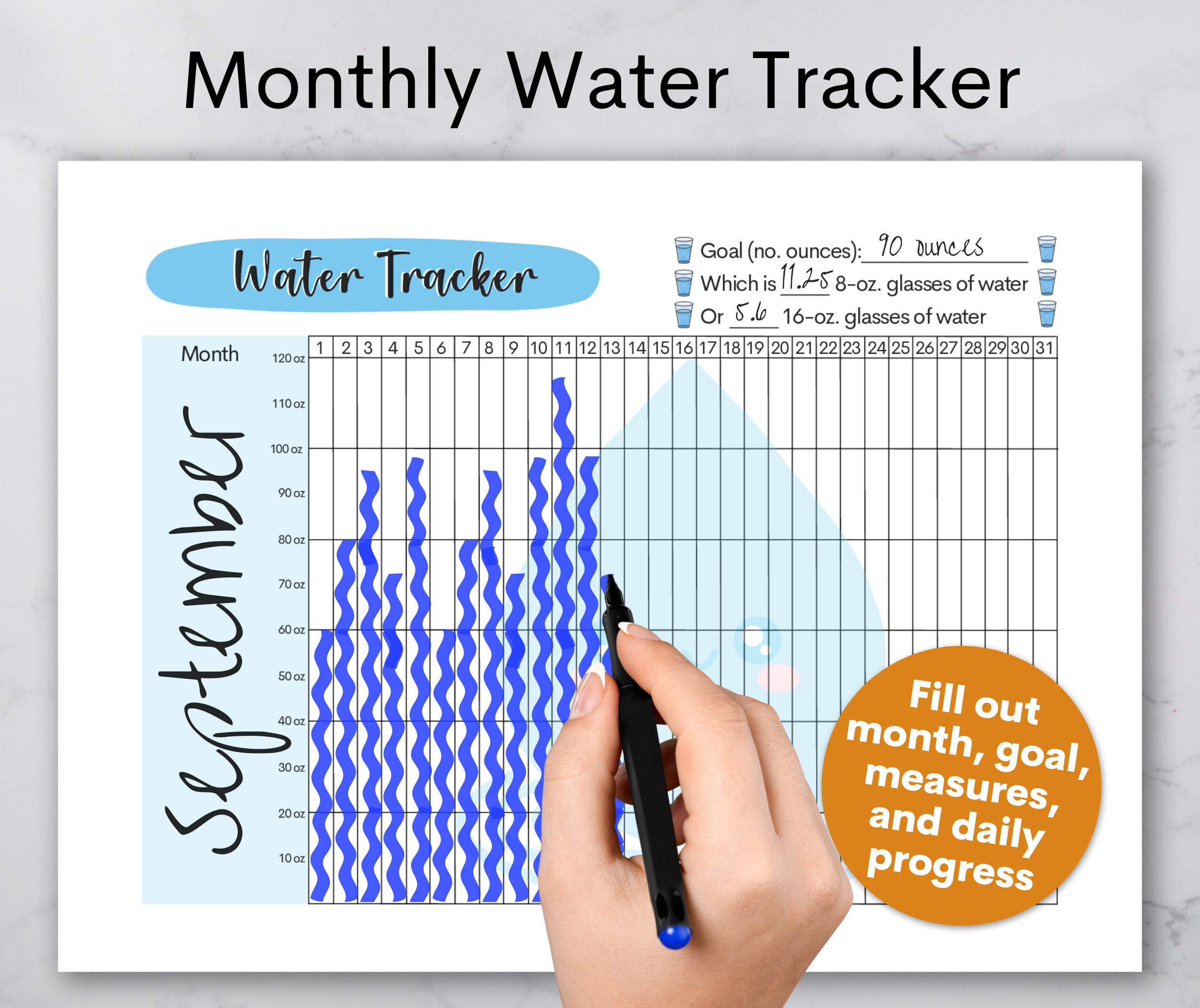 Colorful Water Tracker | Printable | Instant Download | Daily | Weekly ...
