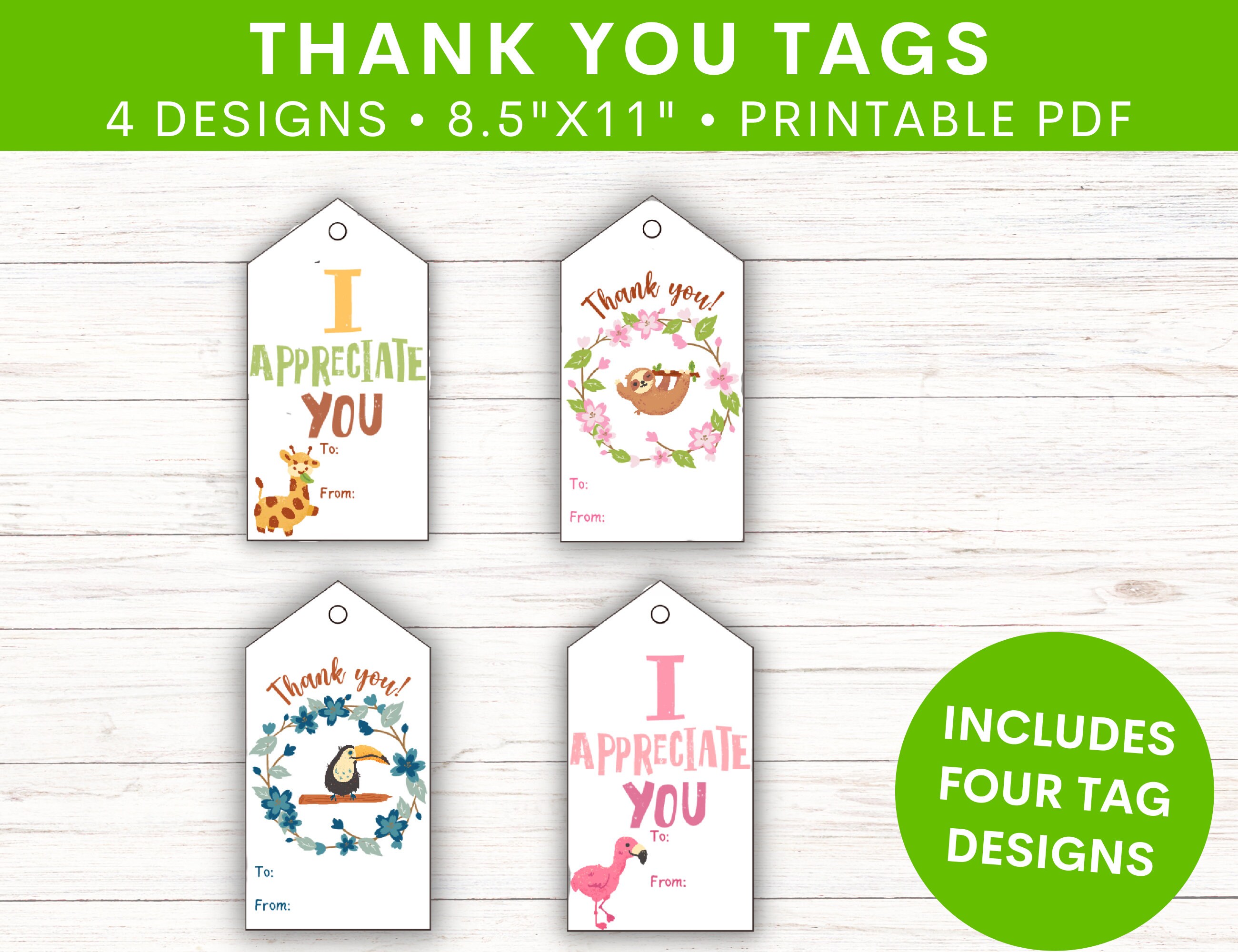 Thank You Tags | Appreciation Gift Tags | Kids Party Favor Tags ...