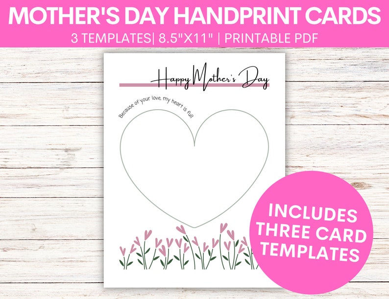 Mother's Day Handprint Keepsake Art Templates | Hand Print Craft for ...