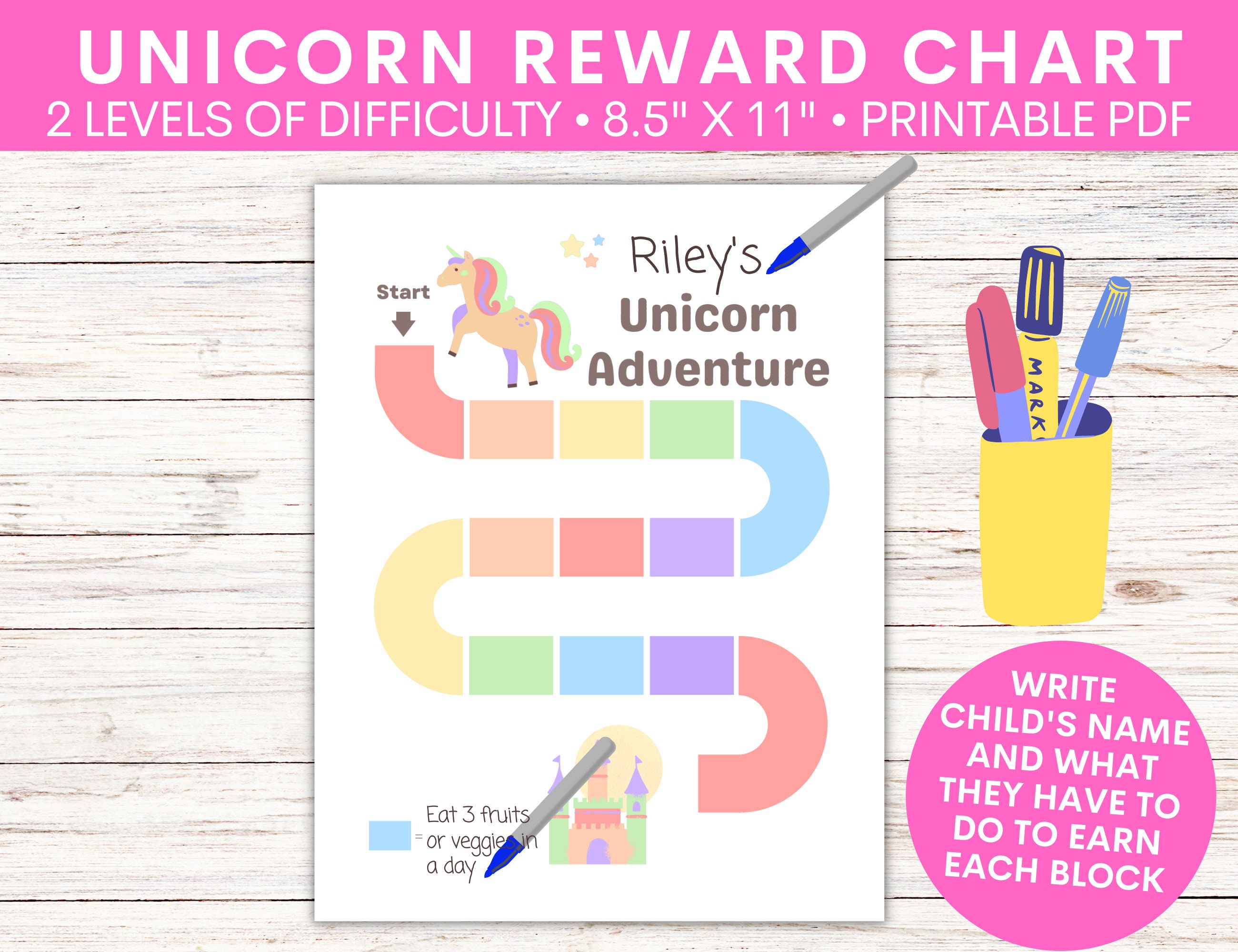 Unicorn Kids Reward Chart | Children's Reward Chart | Toddlers Good ...