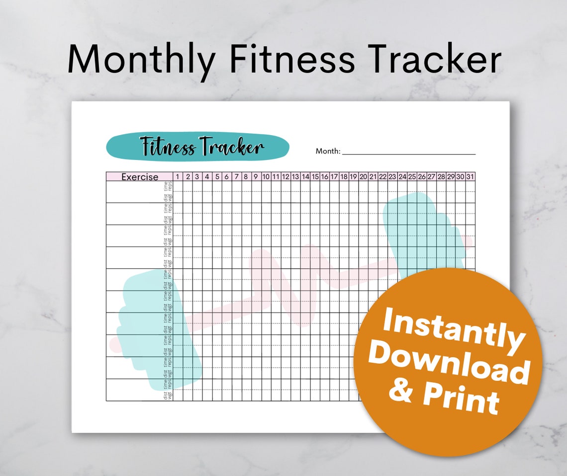 Fitness Tracker | Printable | Instant Download | Daily | Weekly ...