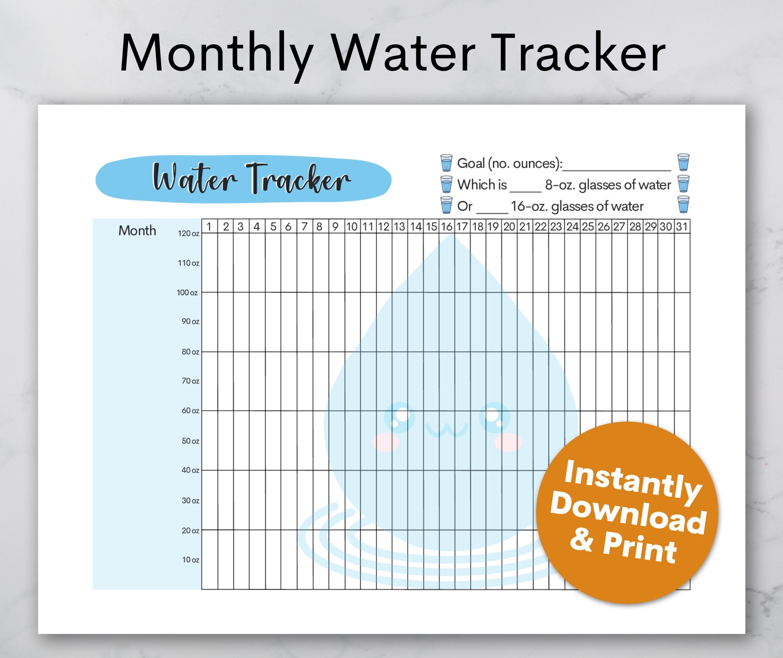 Colorful Water Tracker | Printable | Instant Download | Daily | Weekly ...