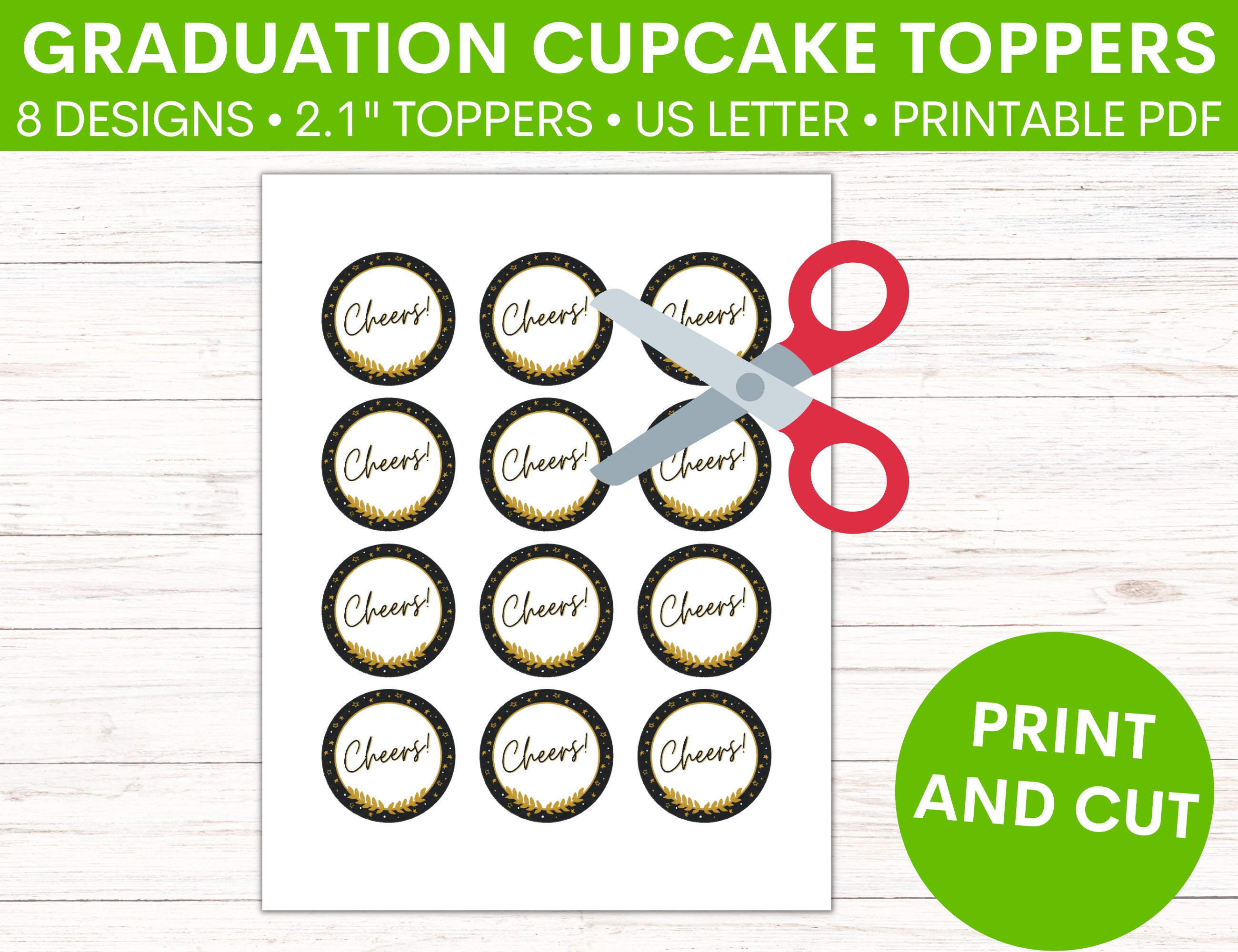 Graduation Cupcake Toppers Printable Congrates Graduate Cupcake Cards 2 ...