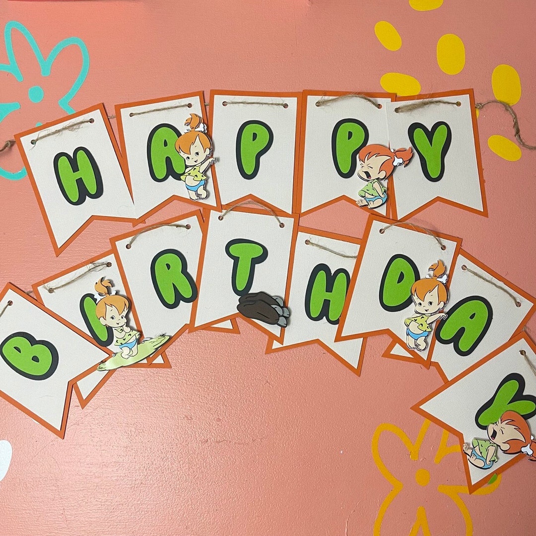 Pebbles Flinstone Banner Custom Banner Happy Birthday Banner - Etsy