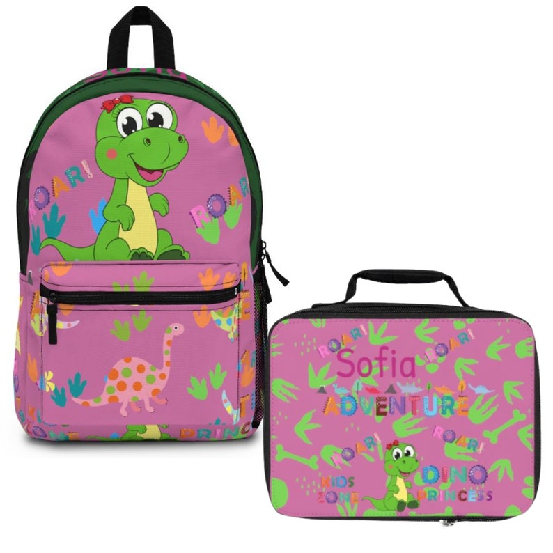 Custom Dinosaur Backpack Lunch Box Set Dino Bags for Girls - Etsy