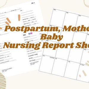 Nurse Report Sheet Postpartum, Mother-baby Unit, OBGYN, Nursery. RN ...