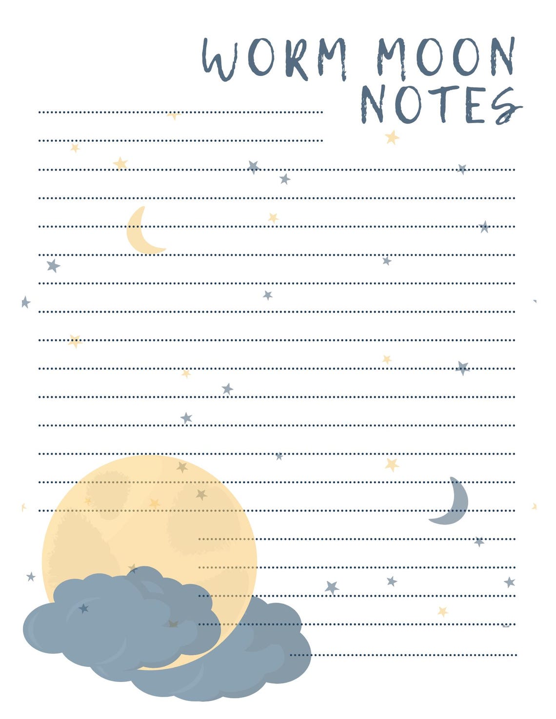 March Full/new Moon Journal Notes and Lunar Planner - Etsy