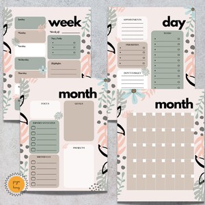 Daily Weekly Monthly Planner Bundle Modern Floral PDF | Etsy