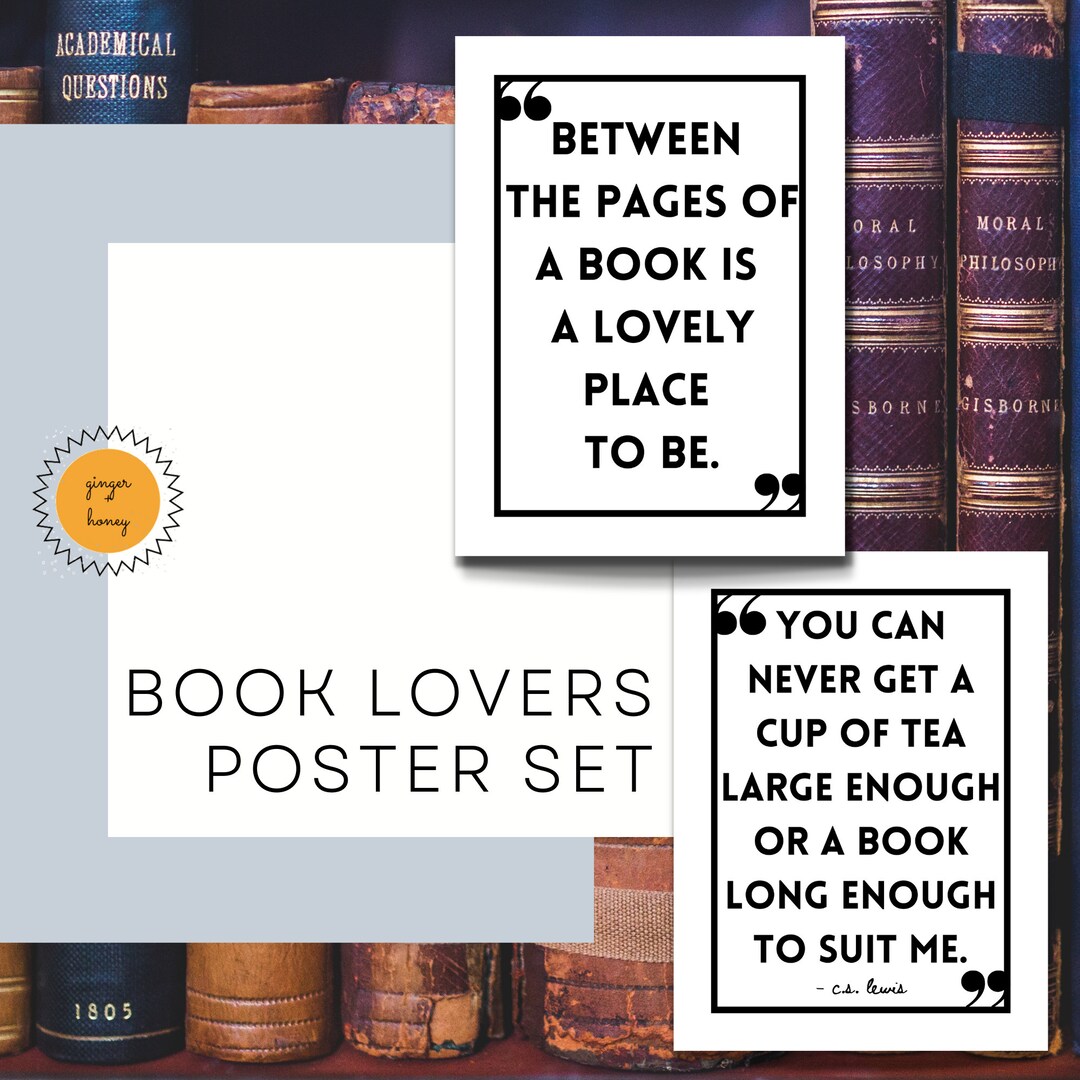Book Lovers Poster Set Printable PDF - Etsy