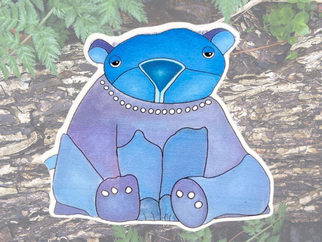 Little Blue Bear Vinyl Laminated Sticker. Perfect for Gifts, Laptops ...