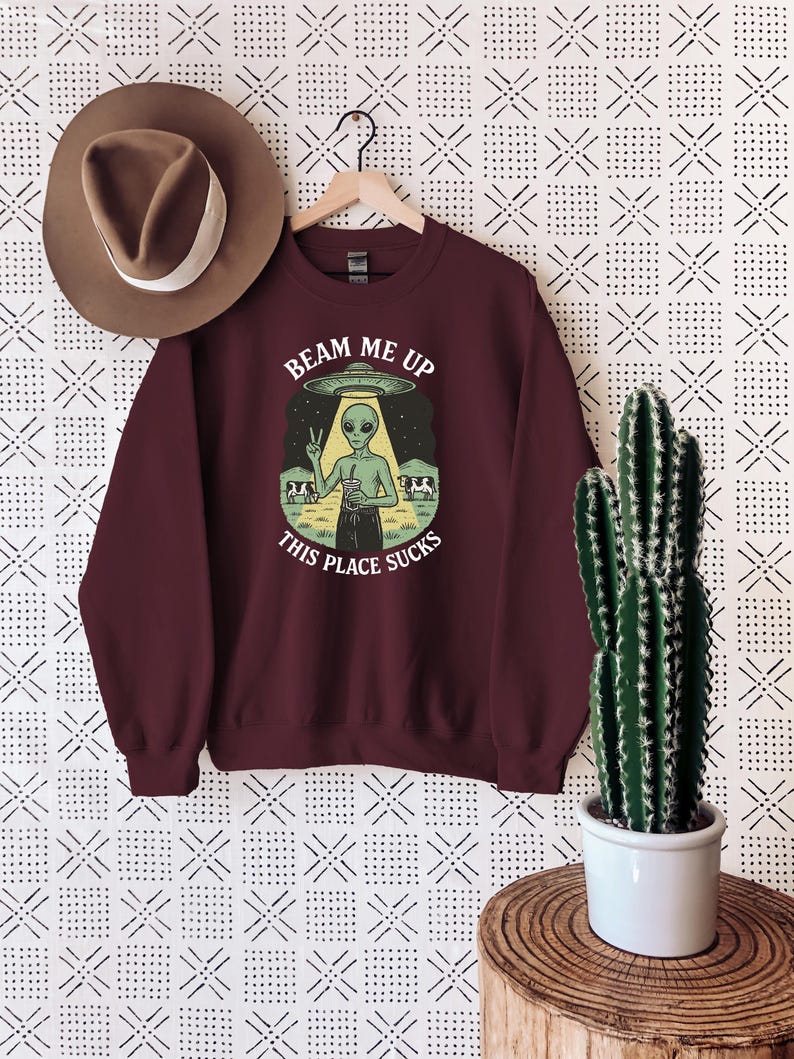 Funny Alien Graphic Sweatshirt: Sarcastic UFO Pullover - Etsy