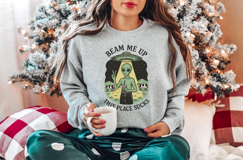 Funny Alien Graphic Sweatshirt: Sarcastic UFO Pullover - Etsy