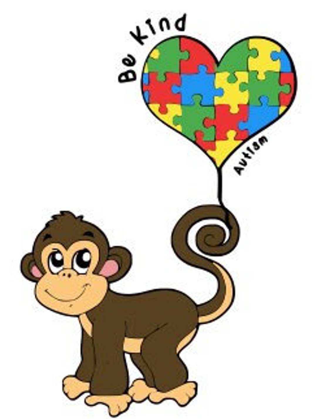 Be Kind Autism Awareness Monkey, SVG, Digital Download, Vinyl, Sticker ...