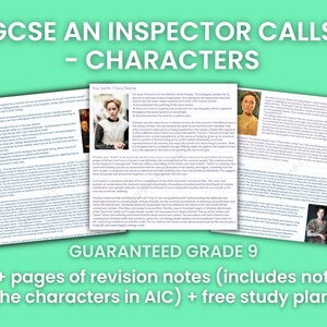 GCSE an Inspector Calls Characters Revision Notes Grade 9/A English ...