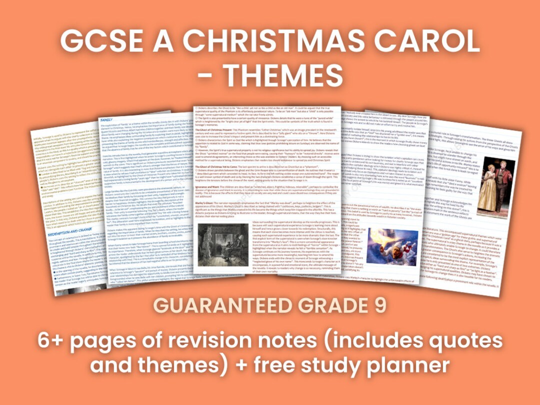 GCSE A Christmas Carol Themes Revision Notes Grade 9/A English ...