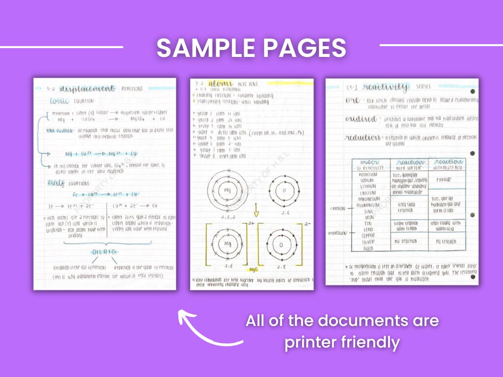 GCSE Chemistry Paper 1 Revision Notes Grade 9/A - Etsy UK