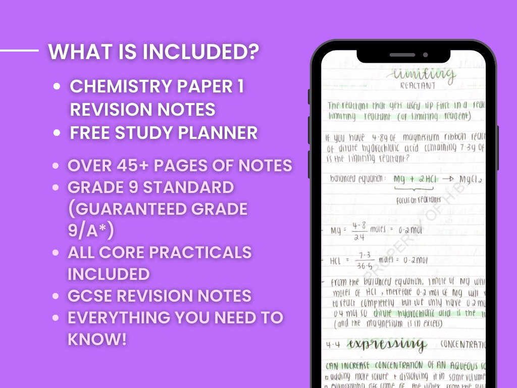 GCSE Chemistry Paper 1 Revision Notes Grade 9/A - Etsy UK