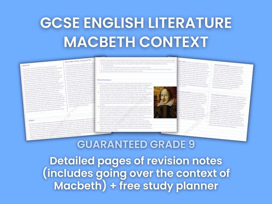 GCSE Macbeth Context Revision Notes Grade 9/A English Literature - Etsy