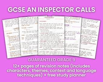 An Inspector Calls English Literature GCSE Revision Guide Study Notes ...