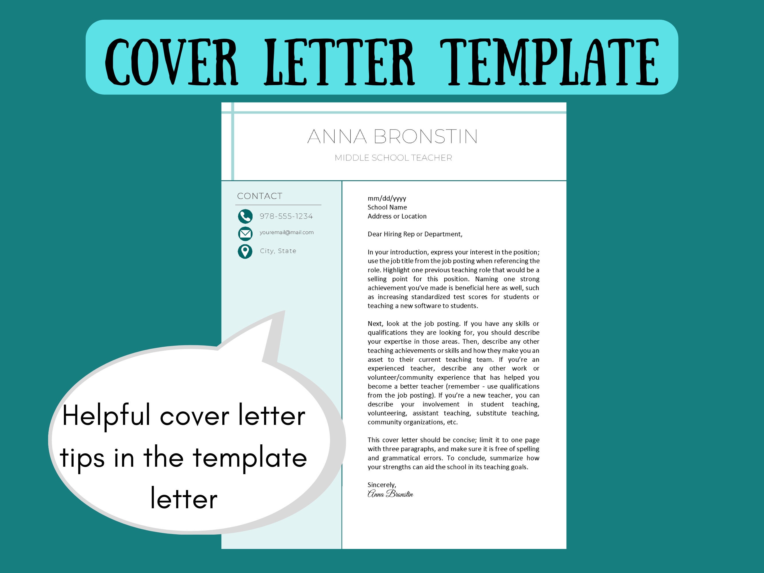 Teacher Resume Template Microsoft Word or Google Docs Professional CV ...