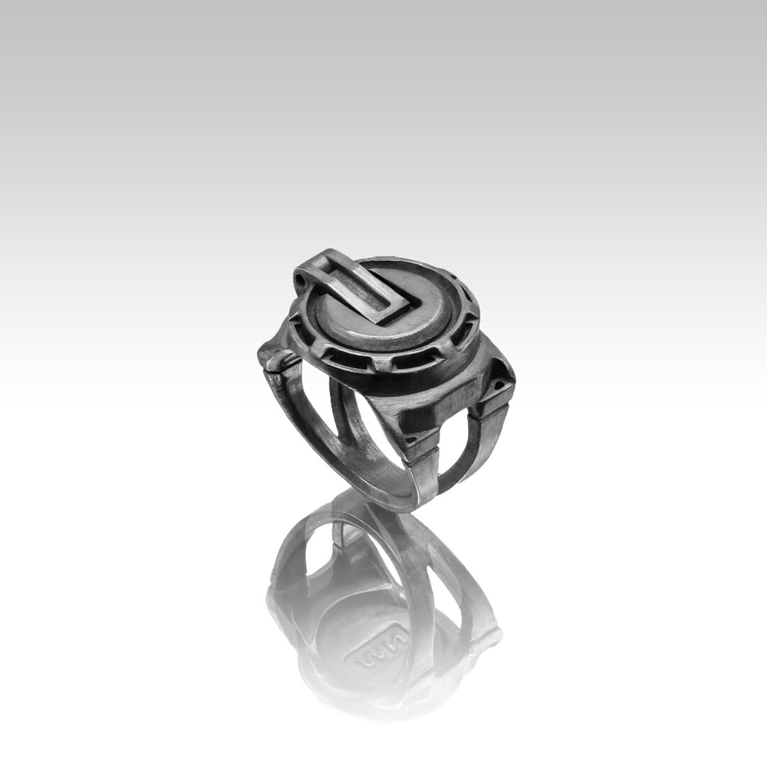 Signet Ring for Men, Industrial Hatch, Big Chunky Fashion Ring, Memento ...